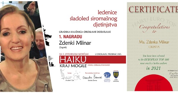Zdenki Mlinar 1. mjesto na međunarodnom haiku natječaju, treći put i ...
